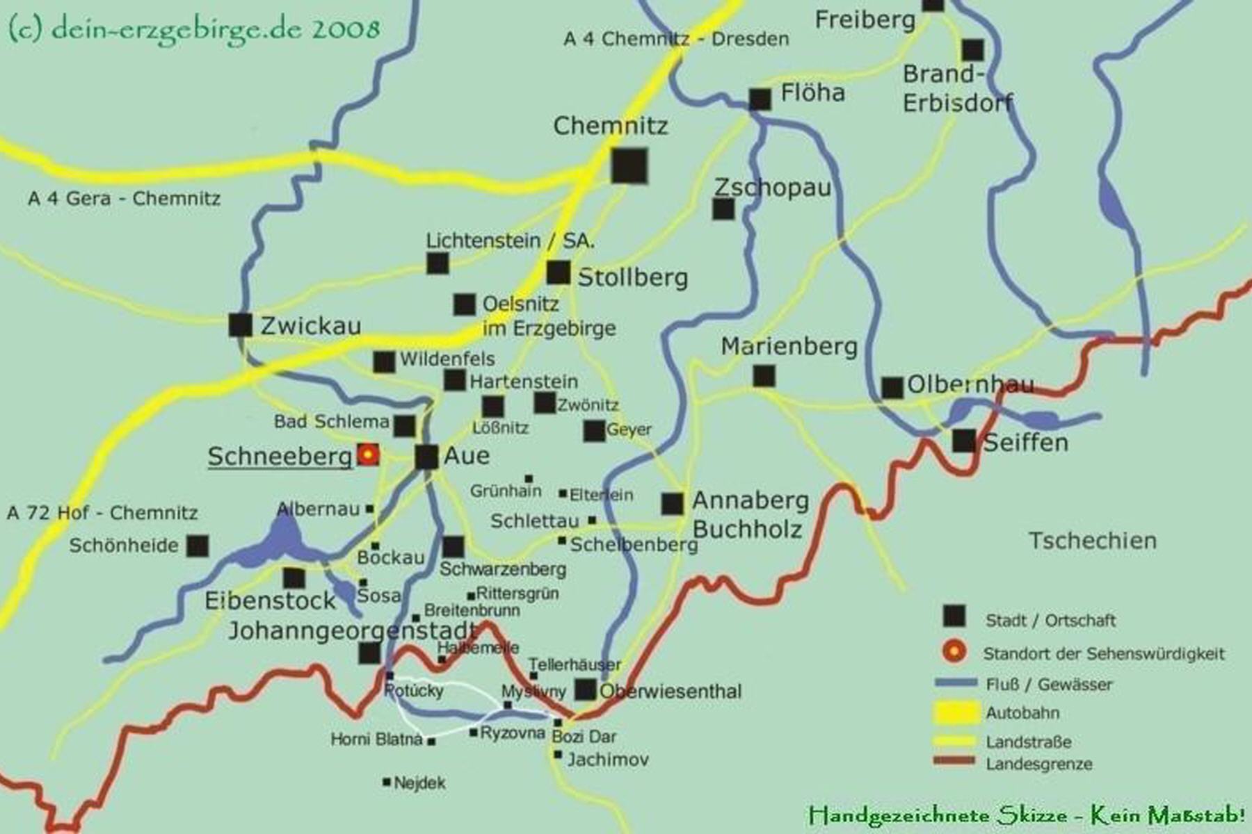 Im Erzgebirge bei Schneeberg ( Sachsen ) ... gibt es Sehenswürdigkeiten ...